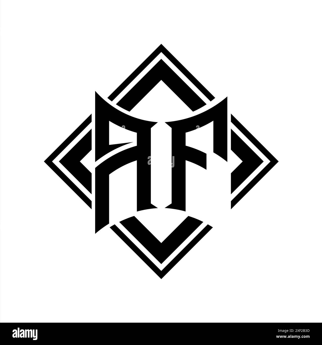 AF Letter logo with abstract shield shape with square black outline on ...