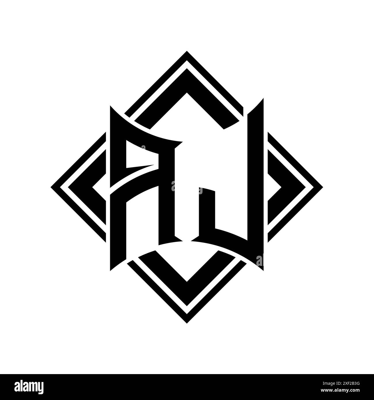 AJ Letter logo with abstract shield shape with square black outline on ...