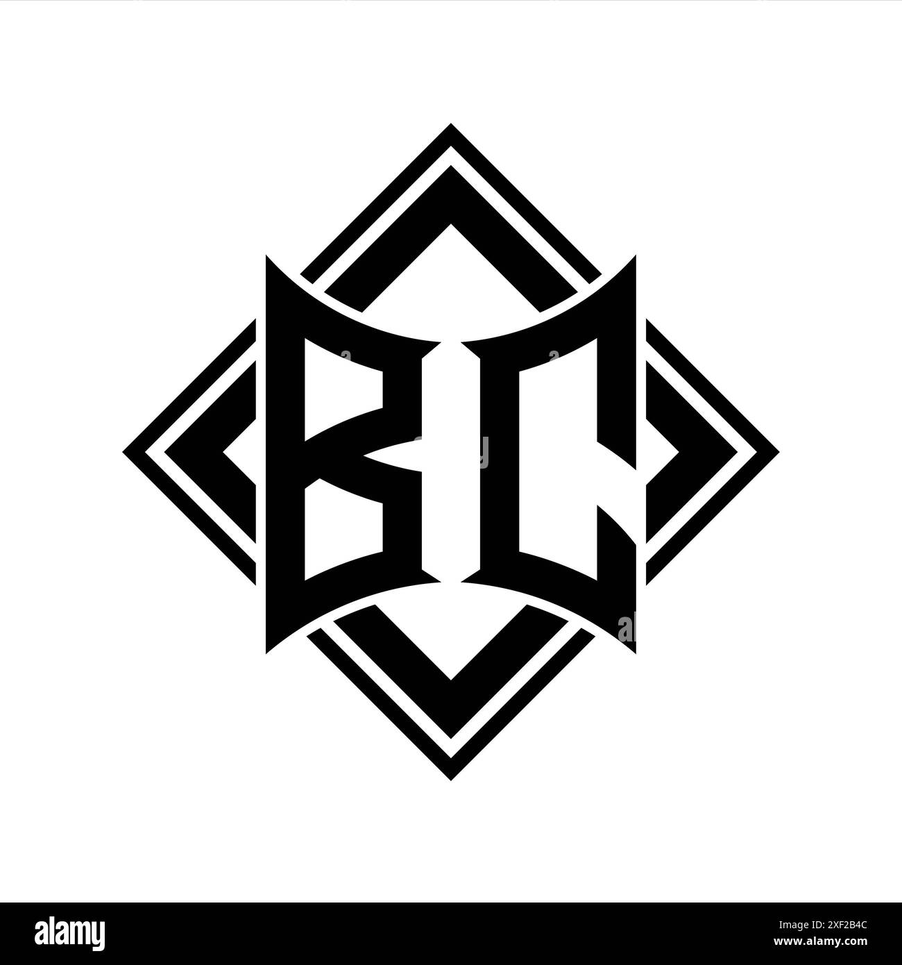 BC Letter logo with abstract shield shape with square black outline on ...