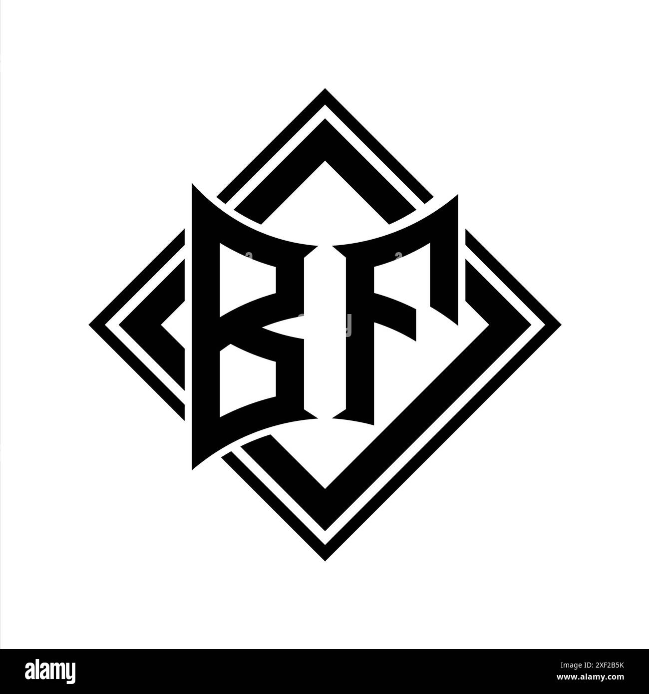 BF Letter logo with abstract shield shape with square black outline on ...