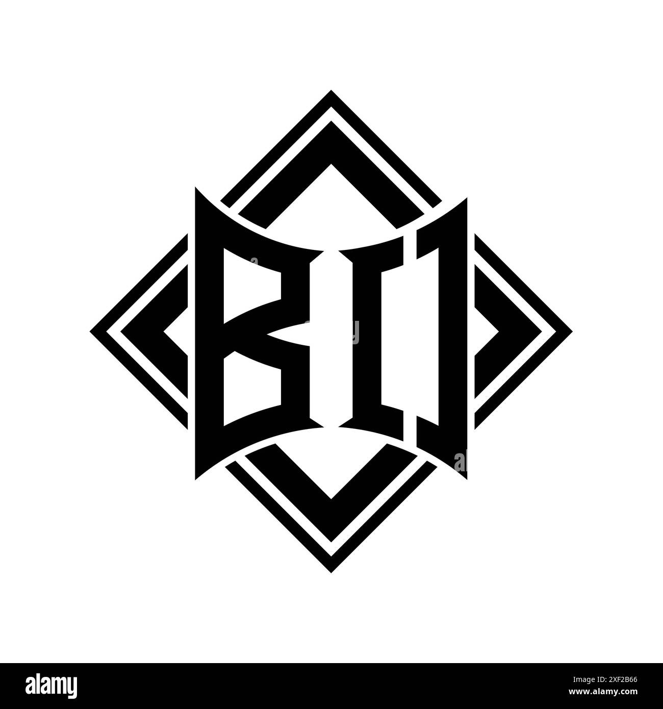 BO Letter logo with abstract shield shape with square black outline on ...