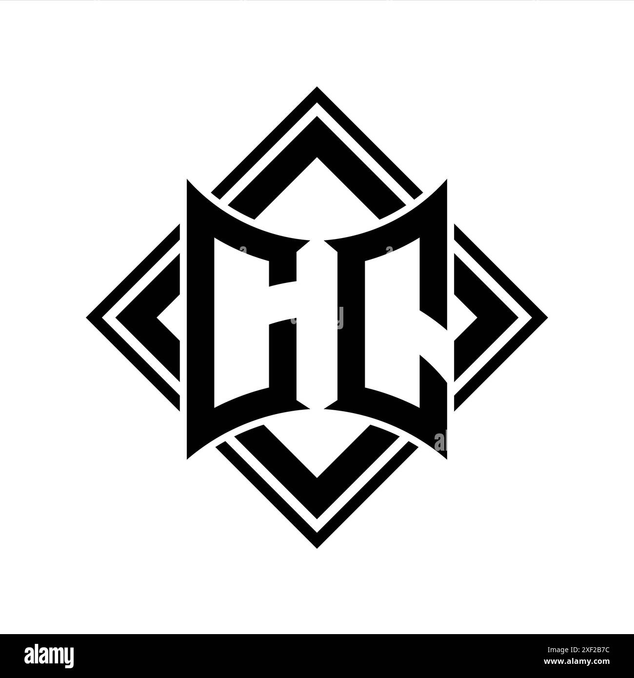 CC Letter logo with abstract shield shape with square black outline on ...