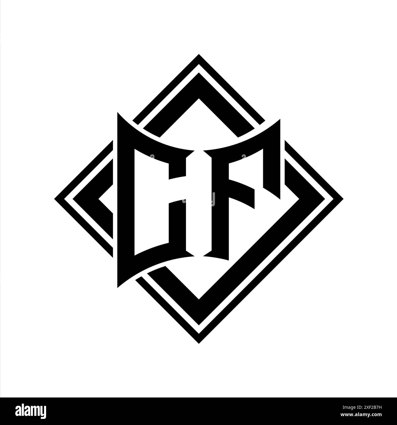 CF Letter logo with abstract shield shape with square black outline on ...