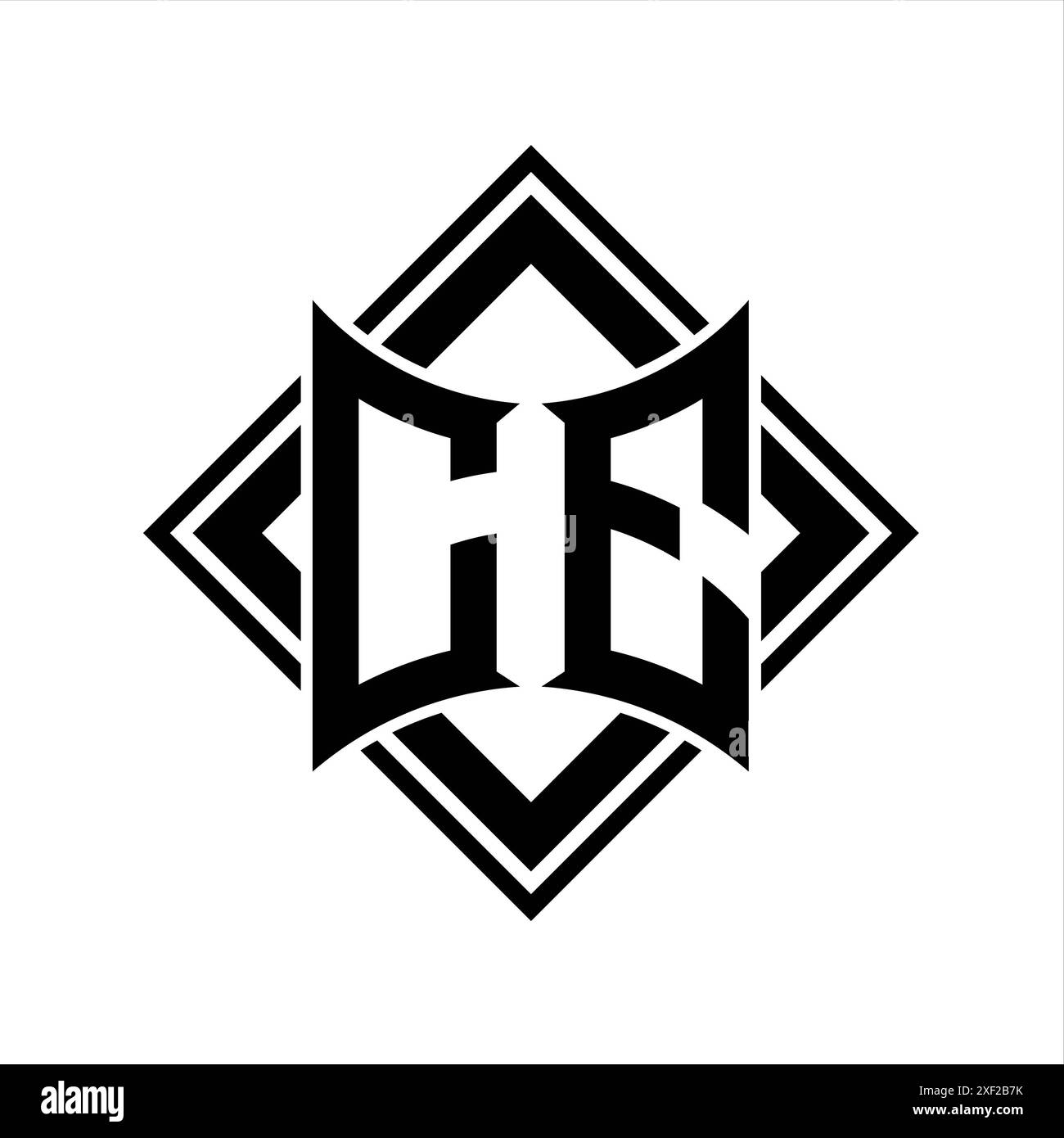 CE Letter logo with abstract shield shape with square black outline on ...