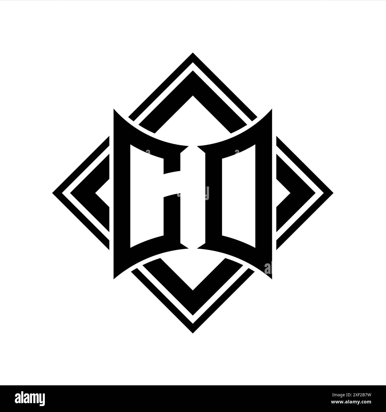 CD Letter logo with abstract shield shape with square black outline on ...