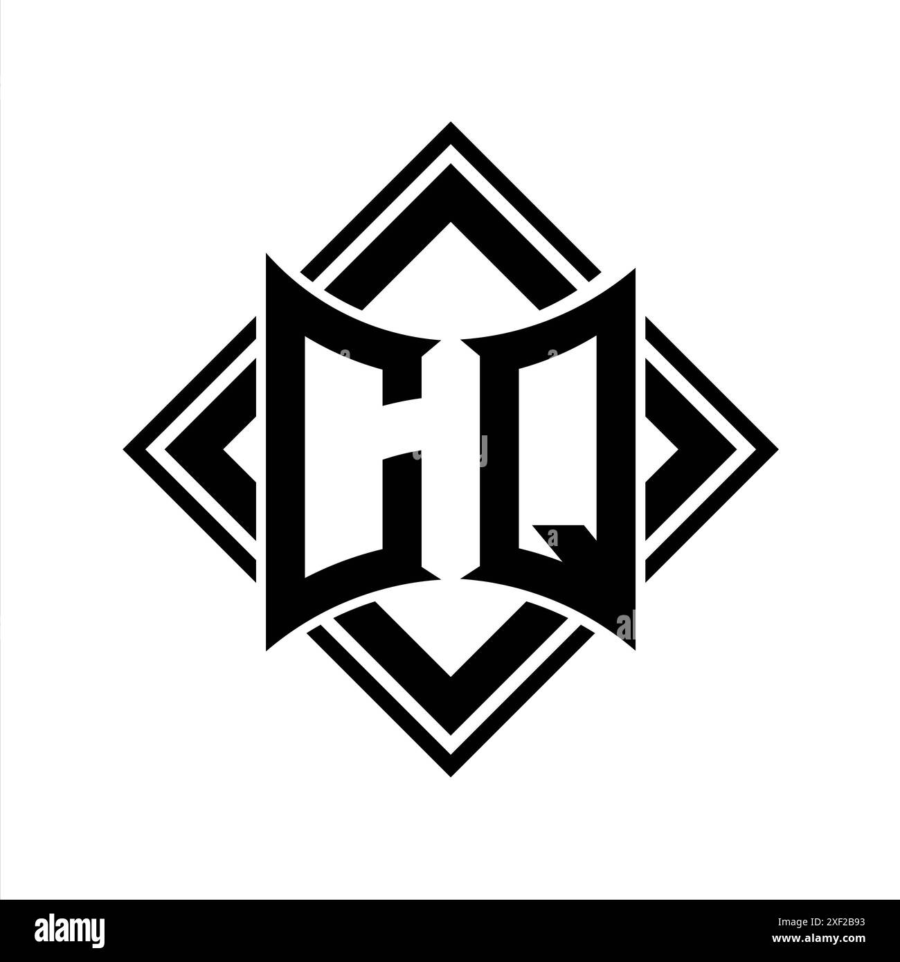 CQ Letter logo with abstract shield shape with square black outline on ...