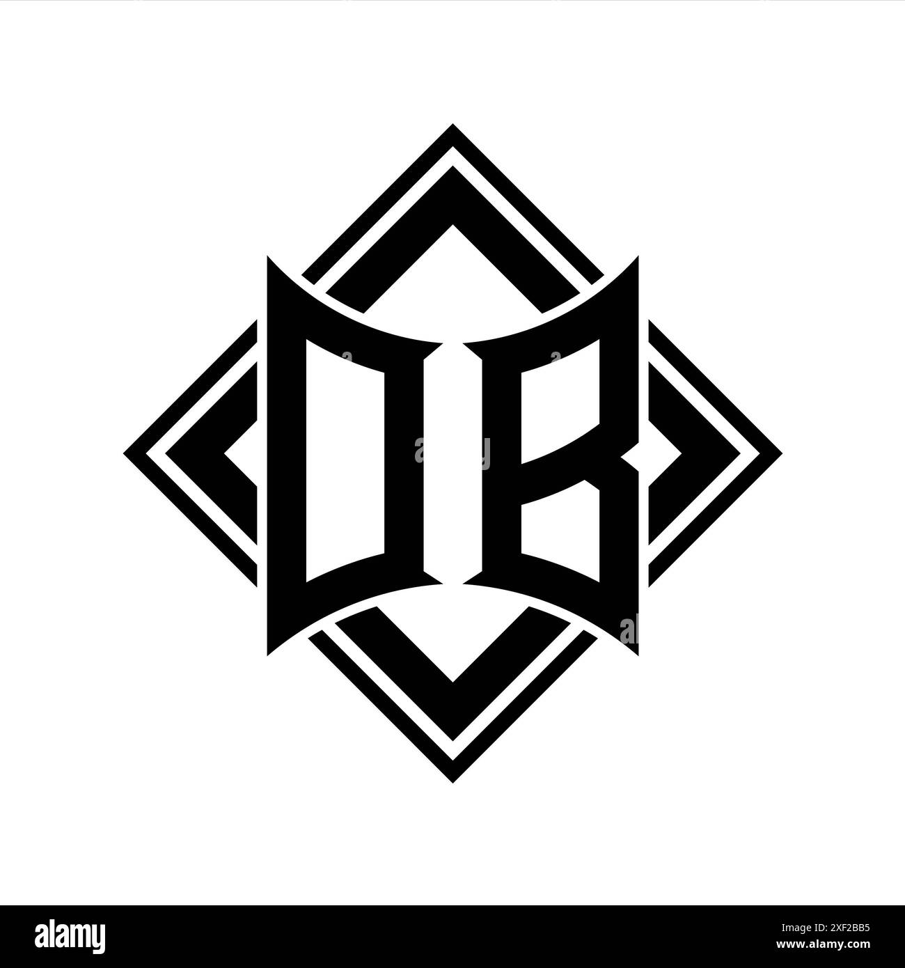 DB Letter logo with abstract shield shape with square black outline on ...