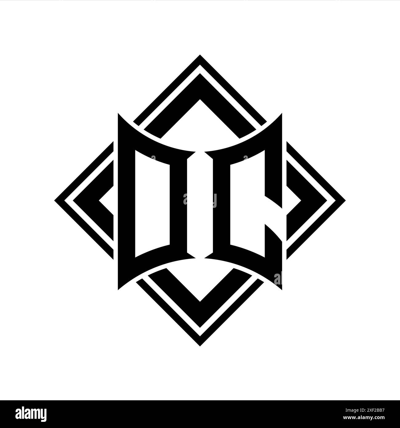 DC Letter logo with abstract shield shape with square black outline on ...