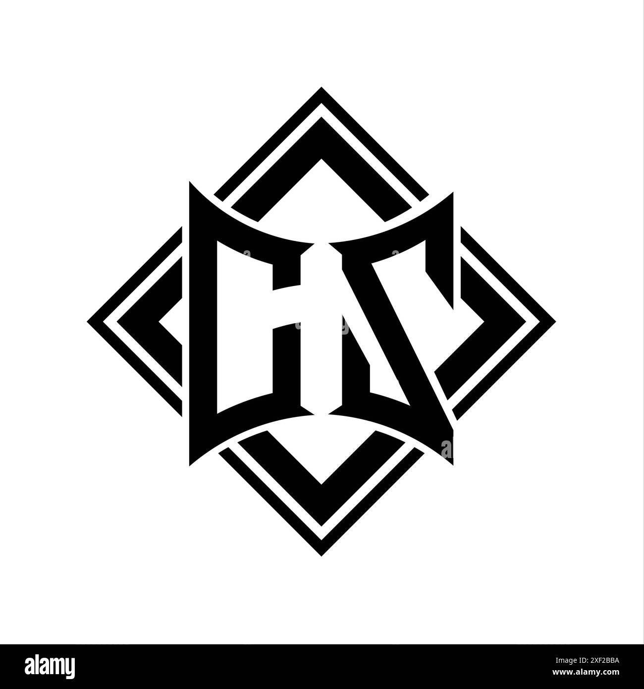 CZ Letter logo with abstract shield shape with square black outline on ...