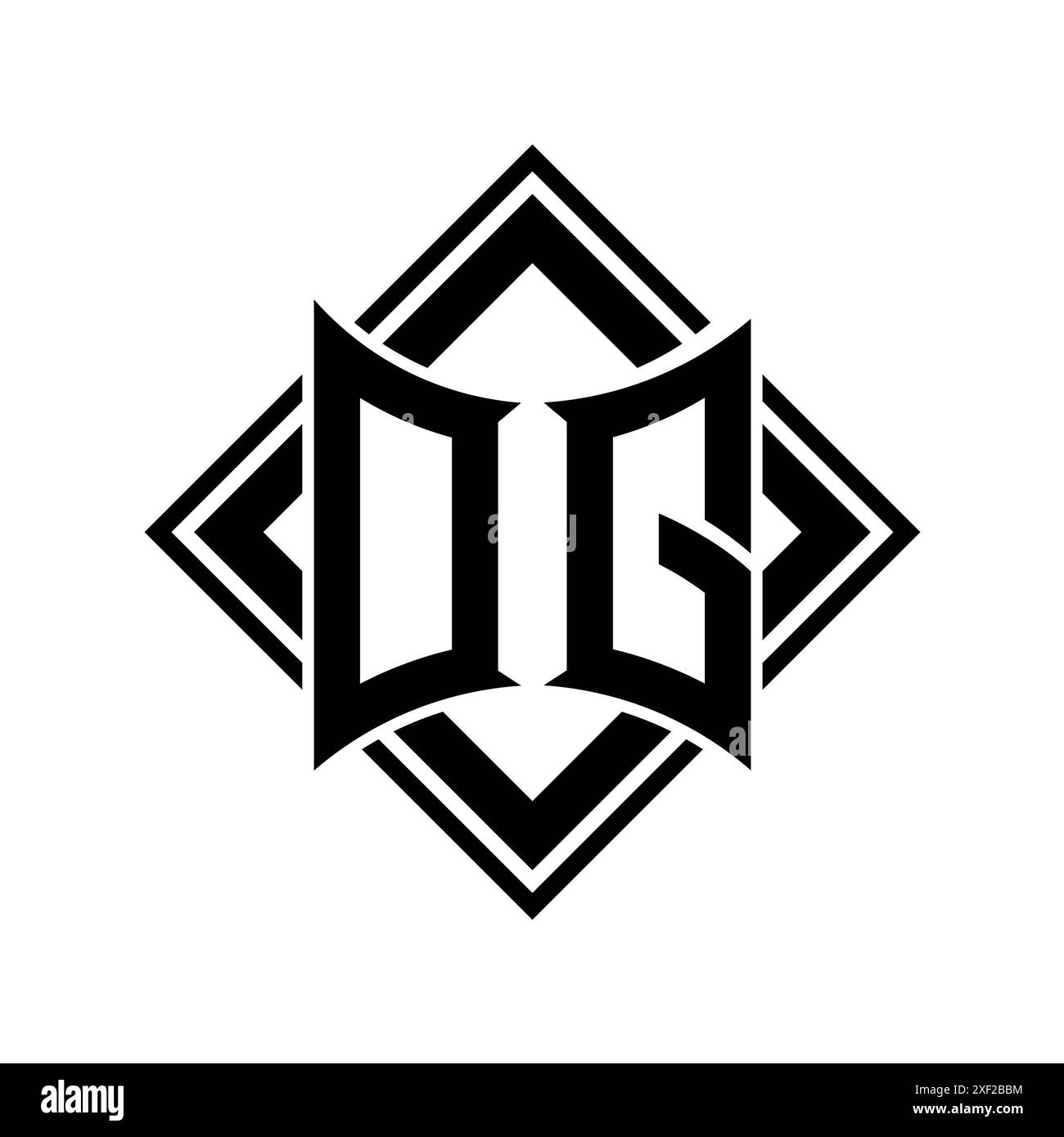 DG Letter logo with abstract shield shape with square black outline on ...
