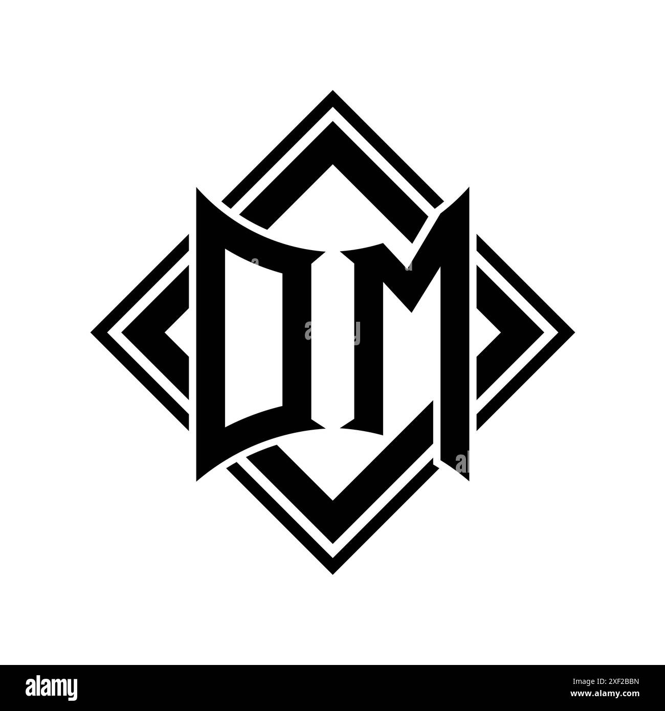 DM Letter logo with abstract shield shape with square black outline on ...