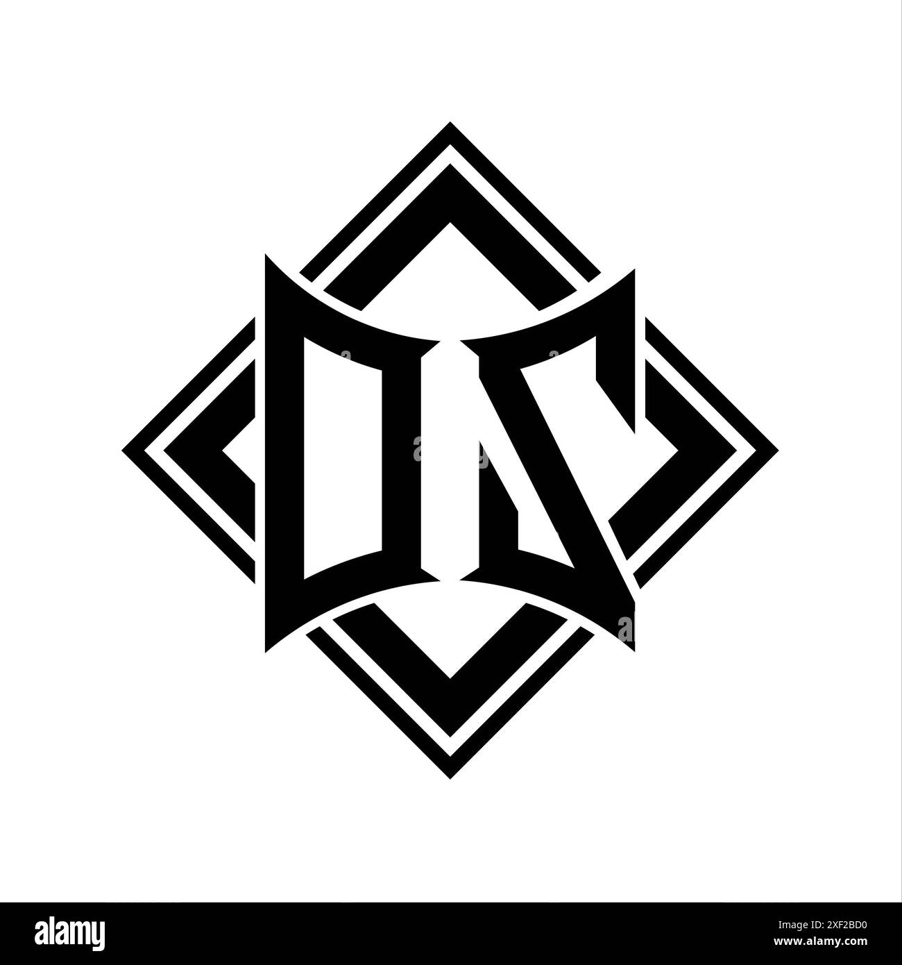 DZ Letter logo with abstract shield shape with square black outline on ...