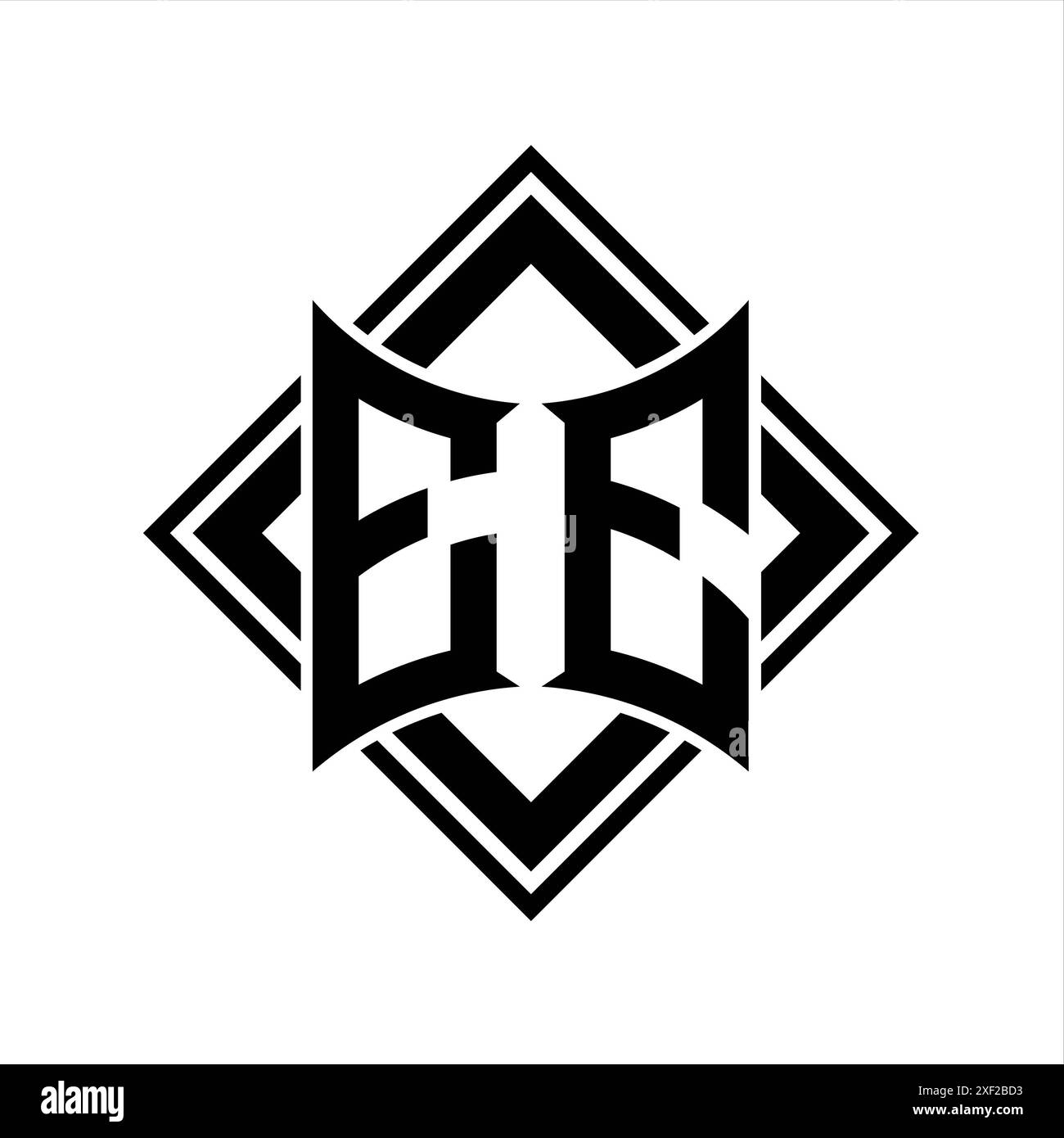 EE Letter logo with abstract shield shape with square black outline on ...