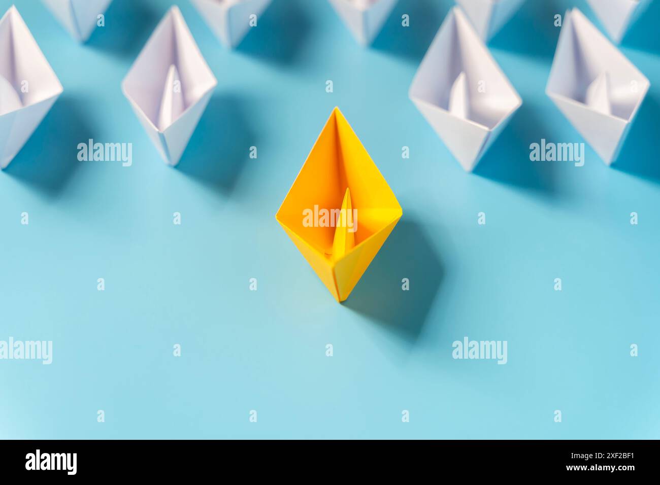 Origami Paper Boat, Ship, Teamwork and Leadership. Business Concept ...