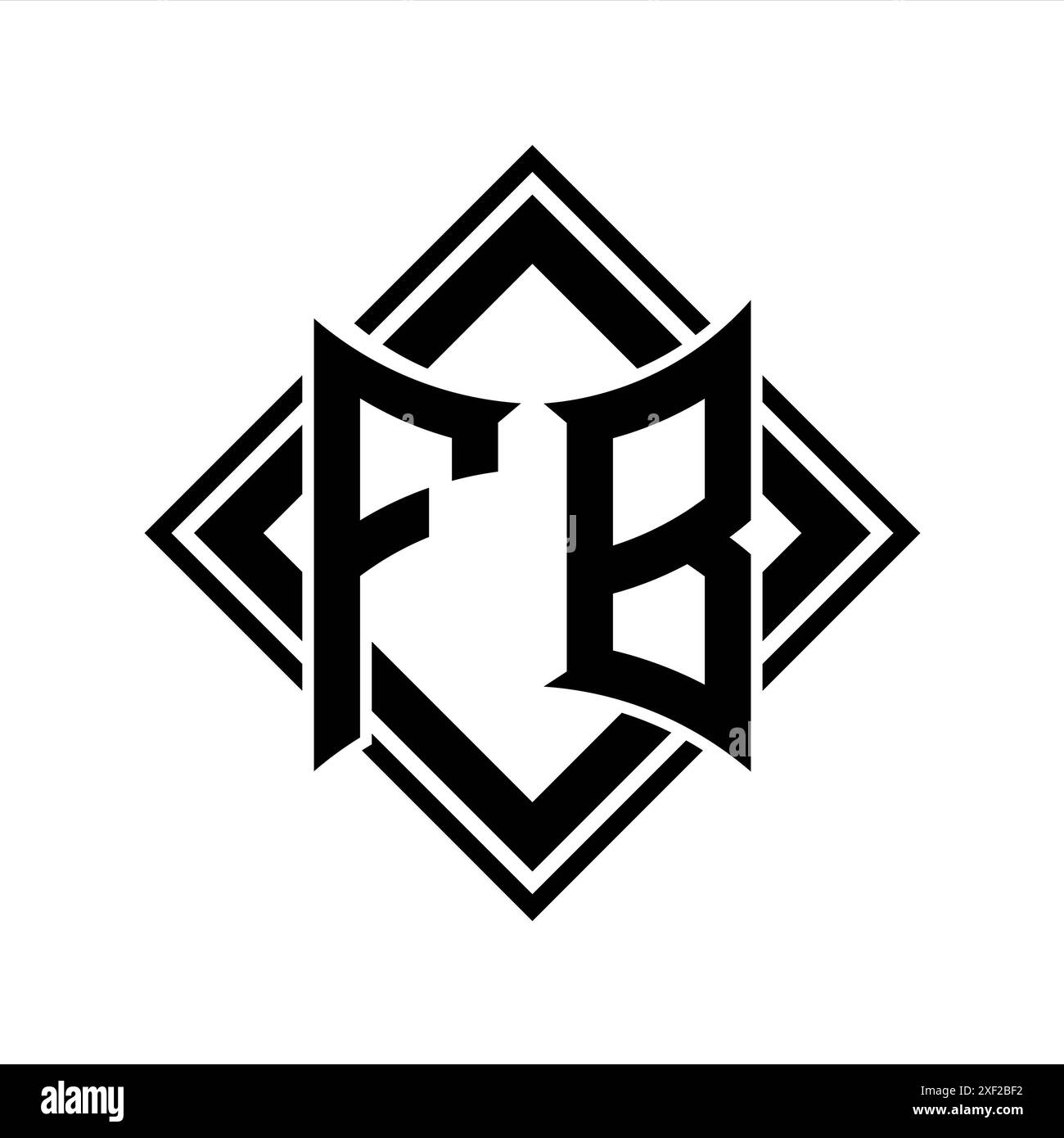 FB Letter logo with abstract shield shape with square black outline on ...