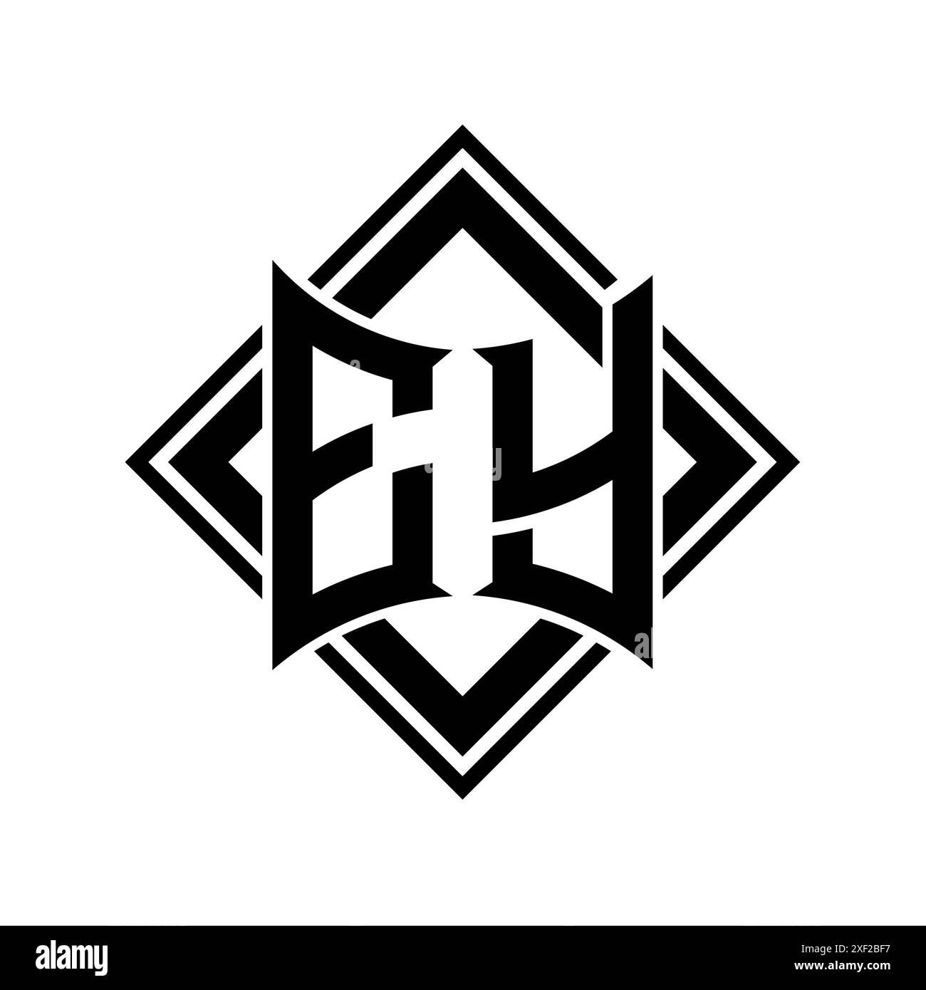 EY Letter logo with abstract shield shape with square black outline on ...