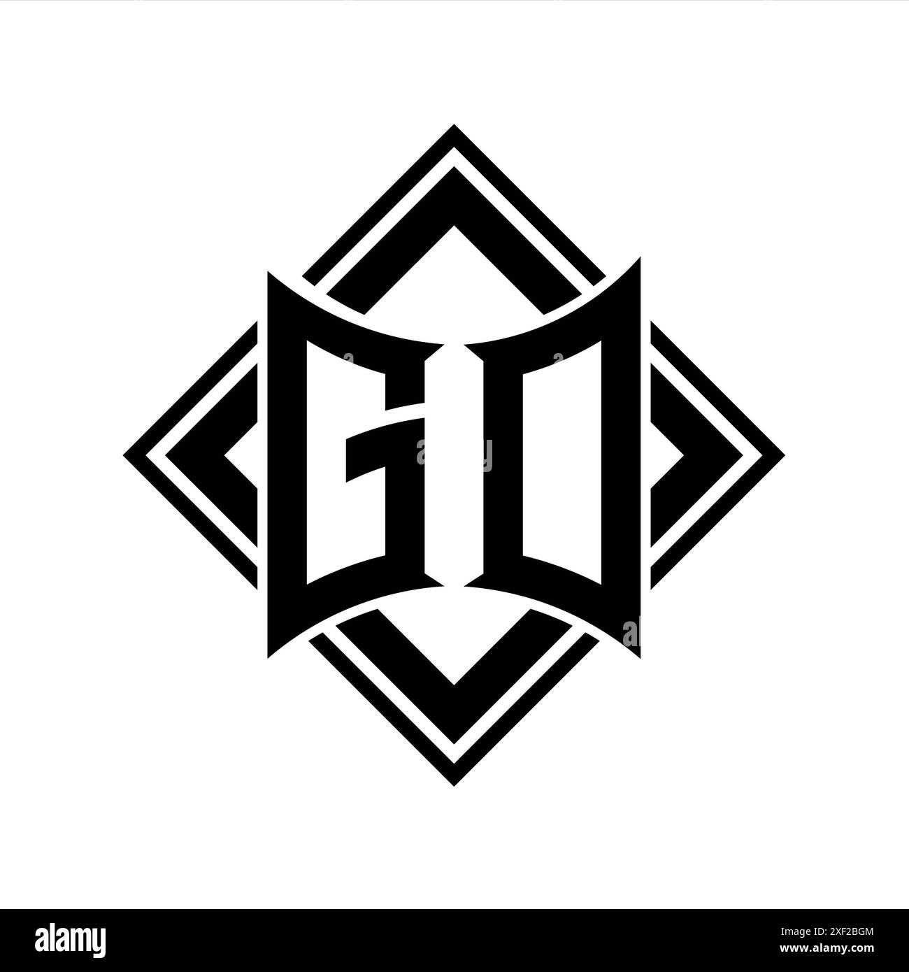 GD Letter logo with abstract shield shape with square black outline on ...