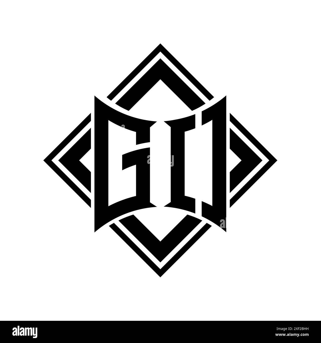 GO Letter logo with abstract shield shape with square black outline on ...