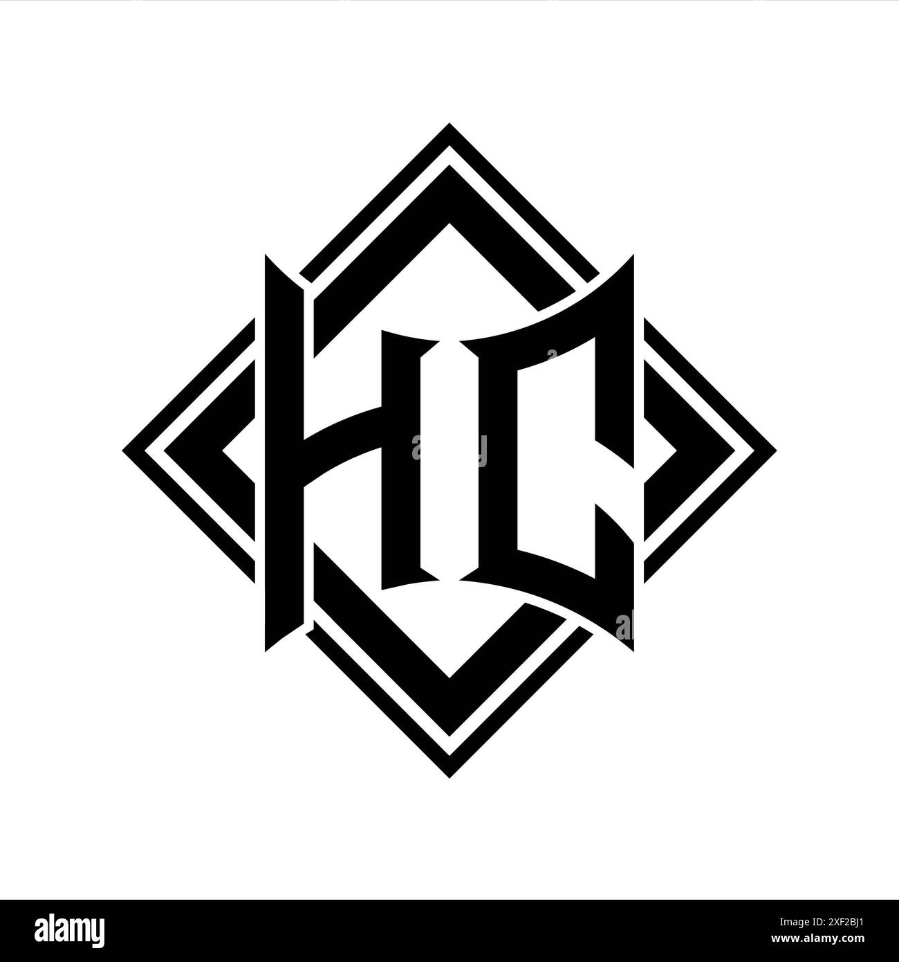 HC Letter logo with abstract shield shape with square black outline on ...