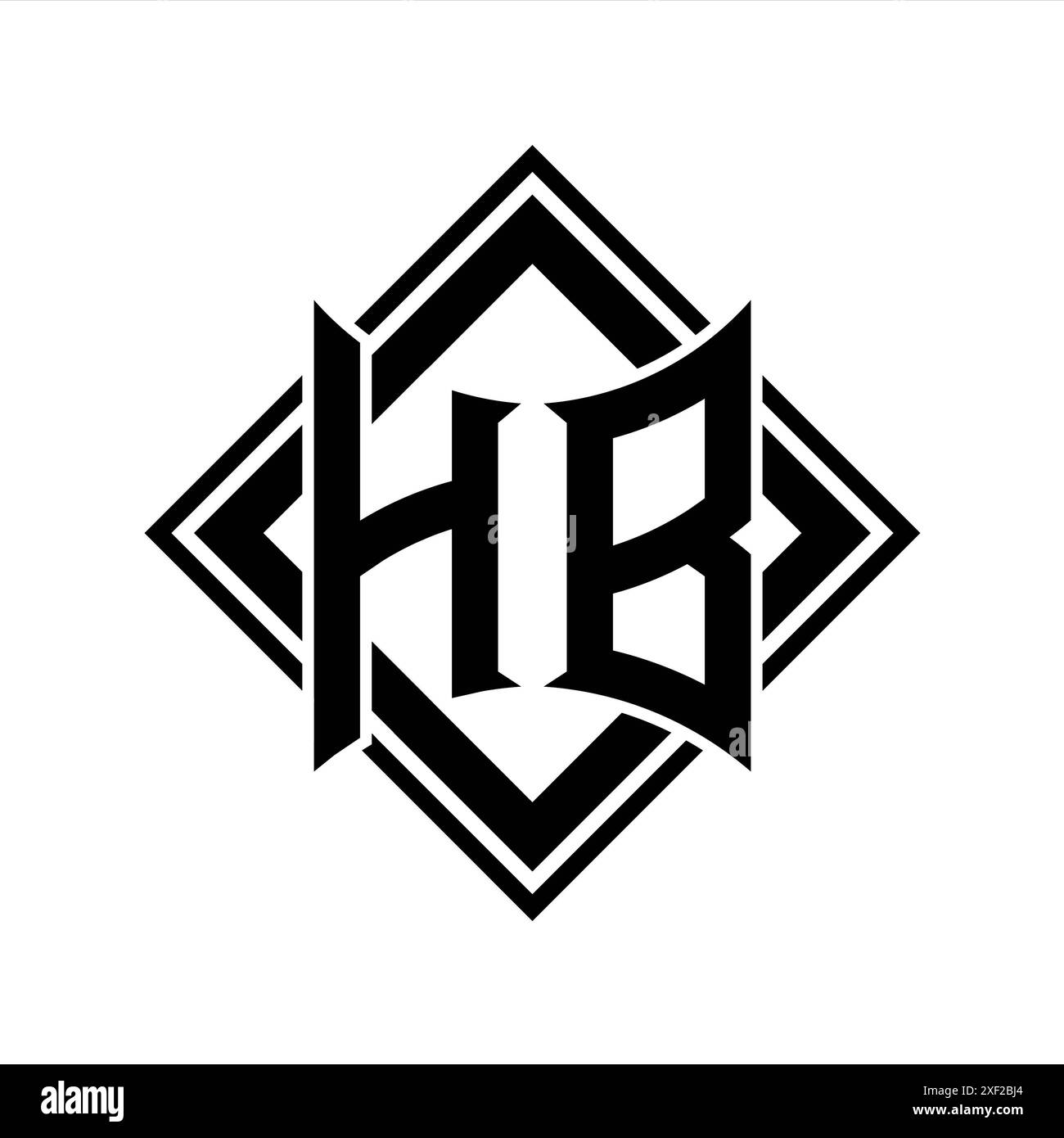 HB Letter logo with abstract shield shape with square black outline on ...