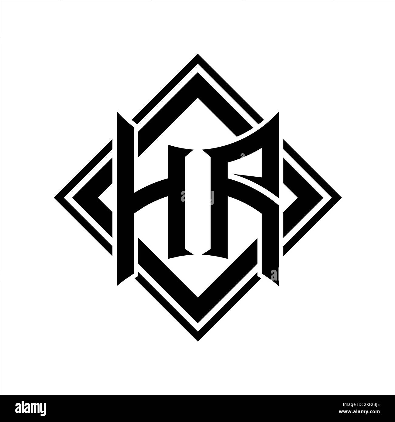 HA Letter logo with abstract shield shape with square black outline on ...