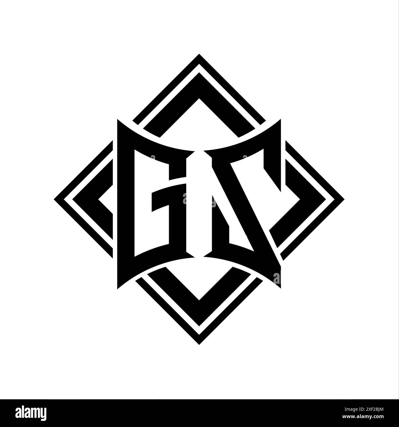 GZ Letter logo with abstract shield shape with square black outline on ...