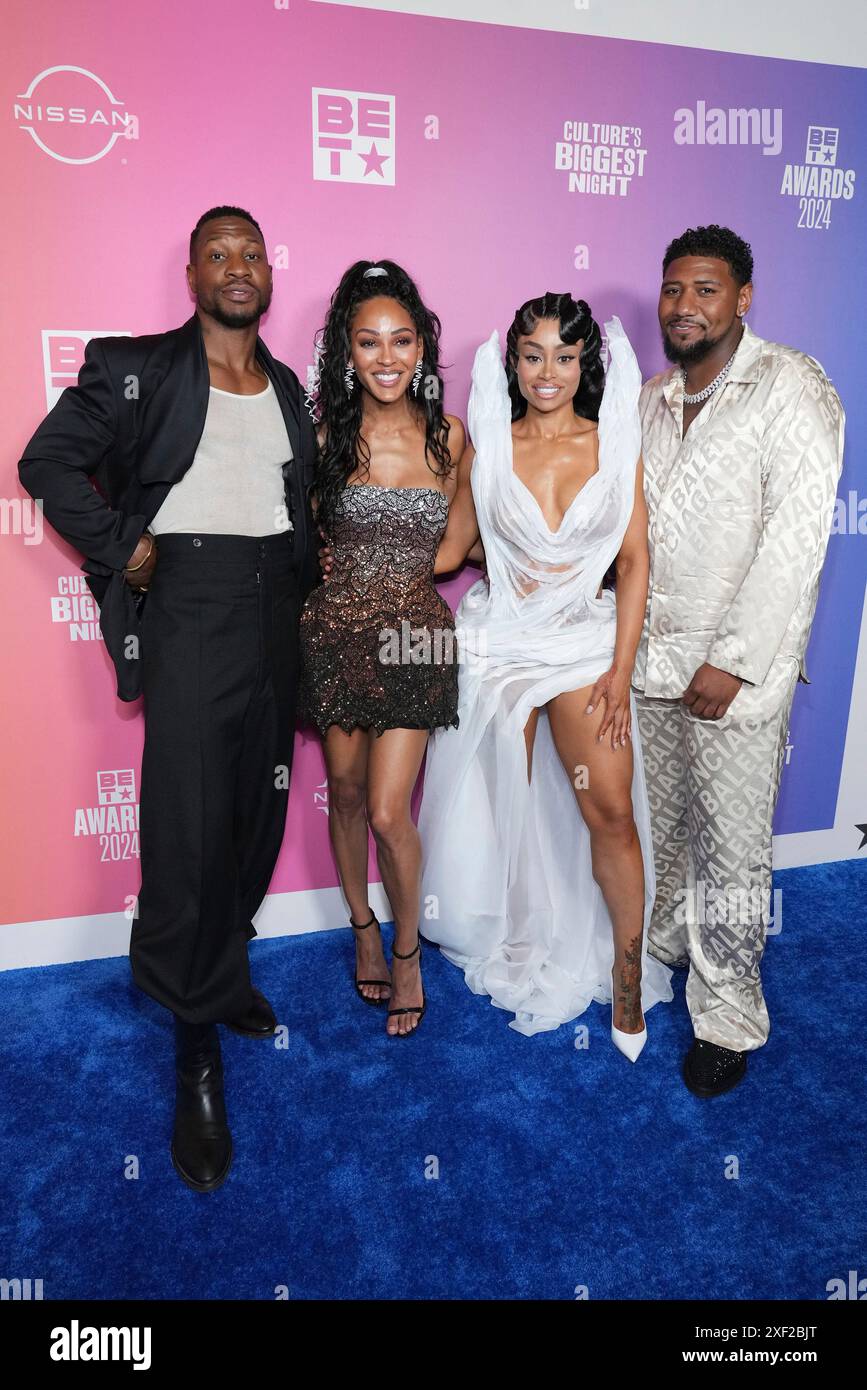 Jonathan Majors, from left, Meagan Good, Angela Renee White, and ...