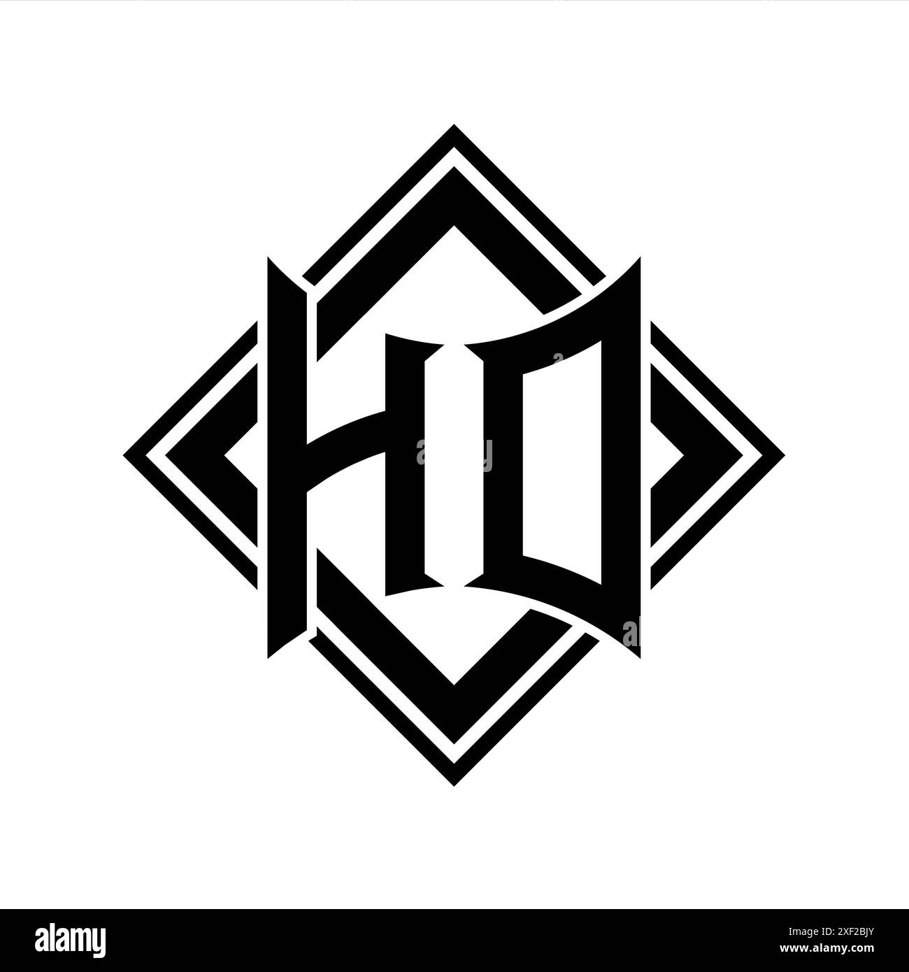 HD Letter logo with abstract shield shape with square black outline on ...