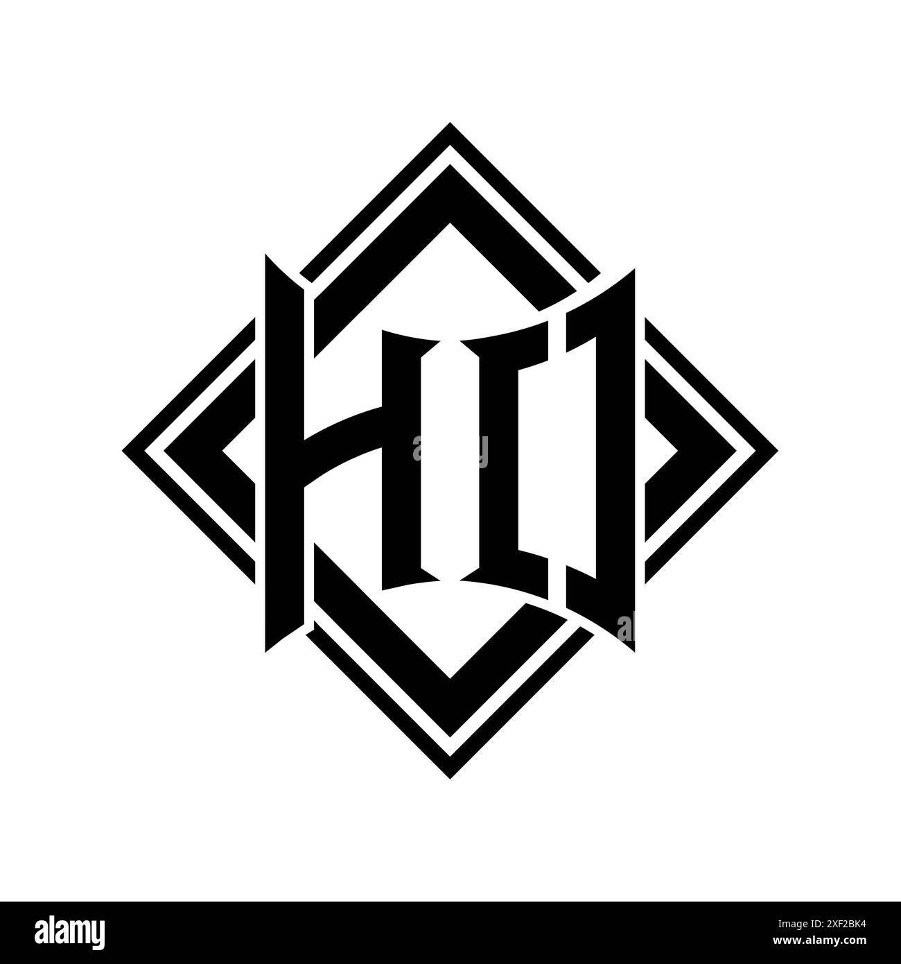 HO Letter logo with abstract shield shape with square black outline on ...