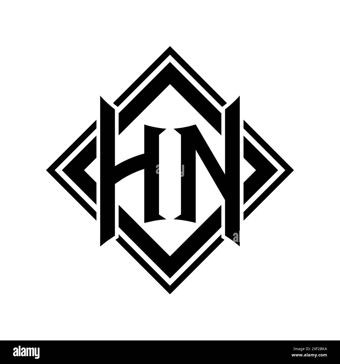 HN Letter logo with abstract shield shape with square black outline on ...