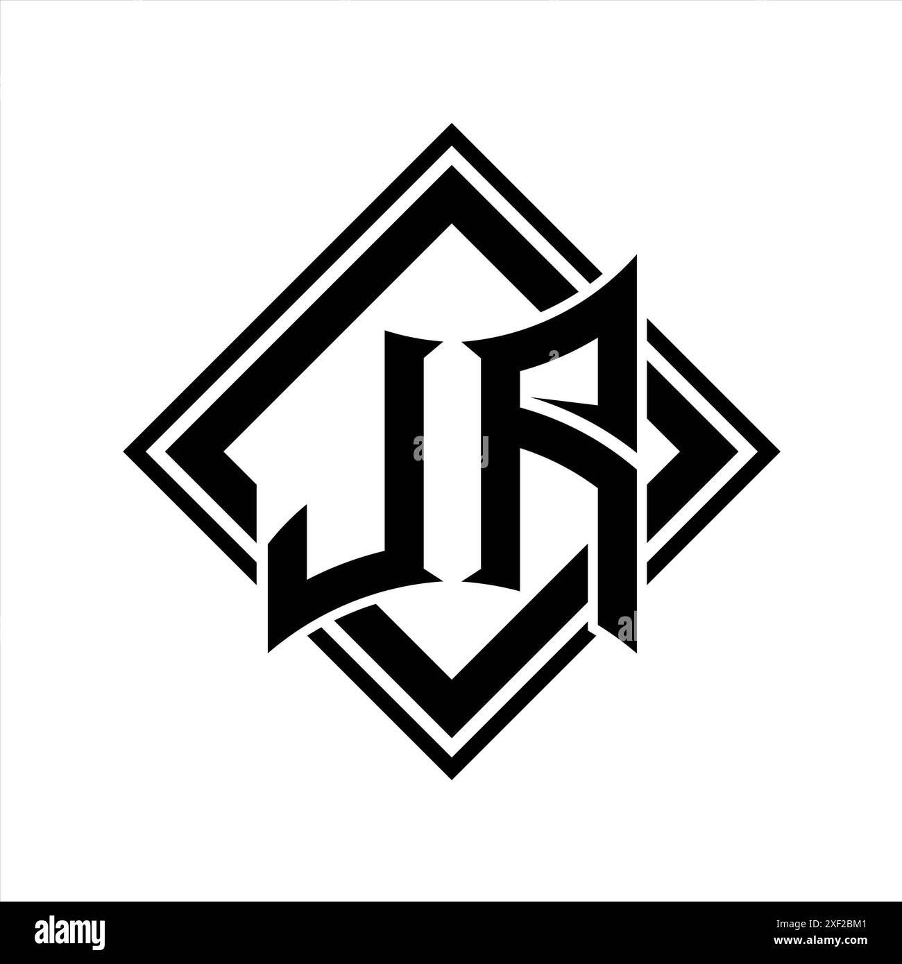 JA Letter logo with abstract shield shape with square black outline on ...