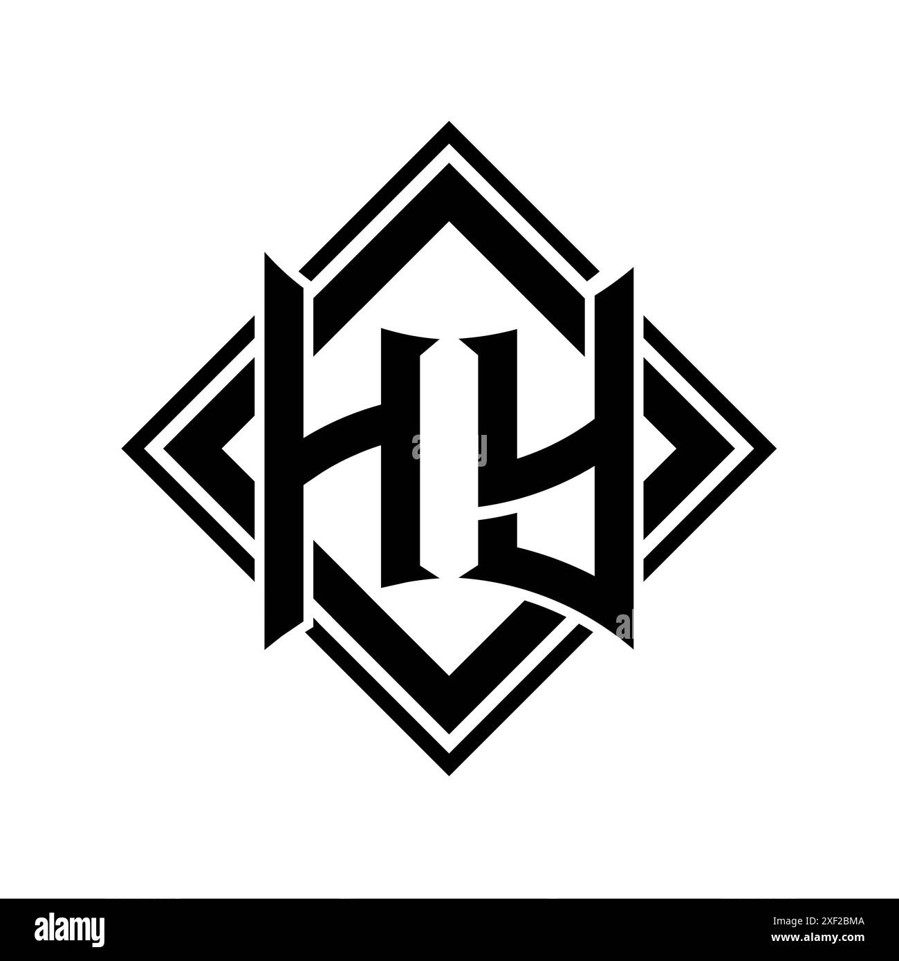 HY Letter logo with abstract shield shape with square black outline on ...