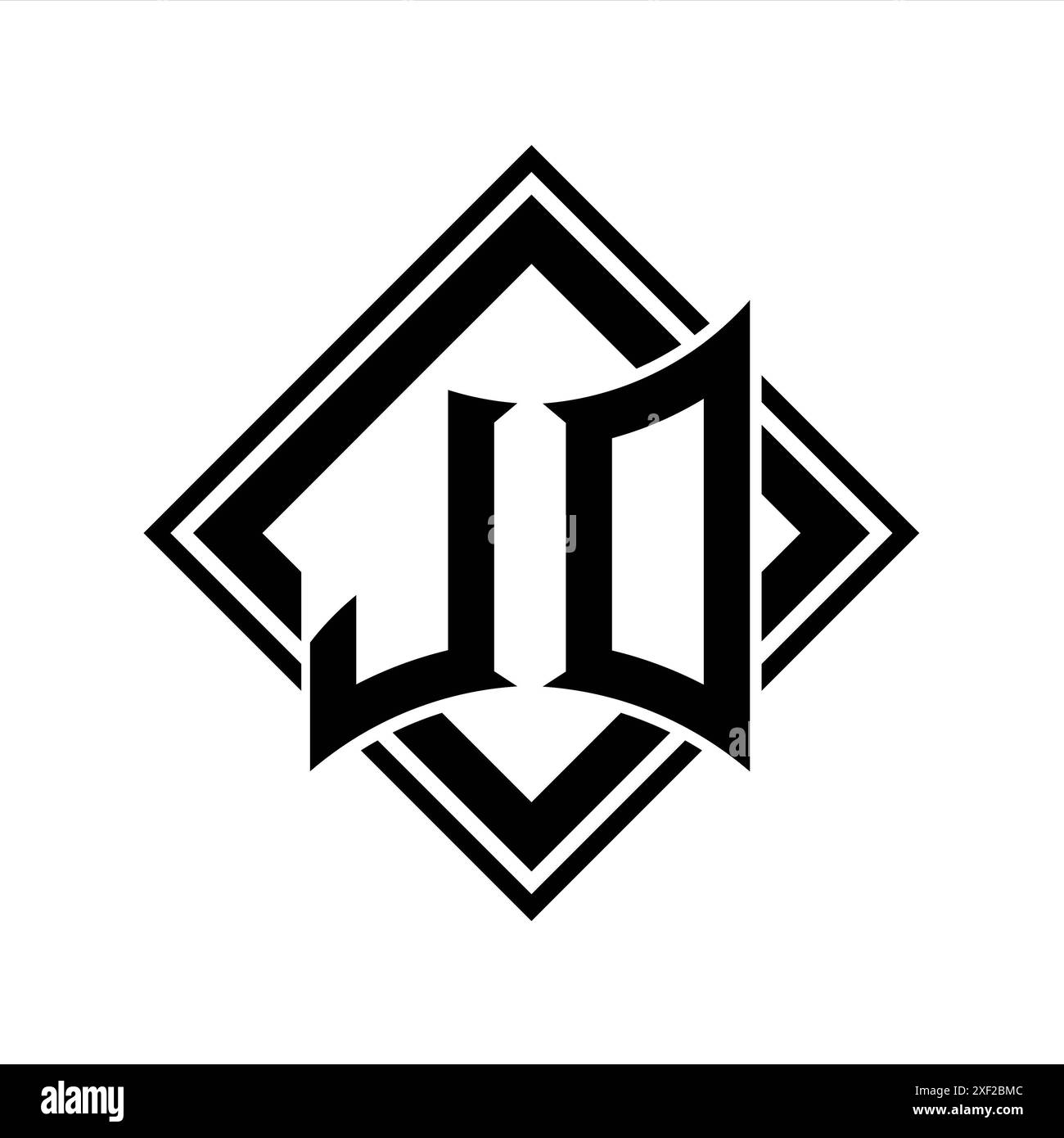 JD Letter logo with abstract shield shape with square black outline on ...