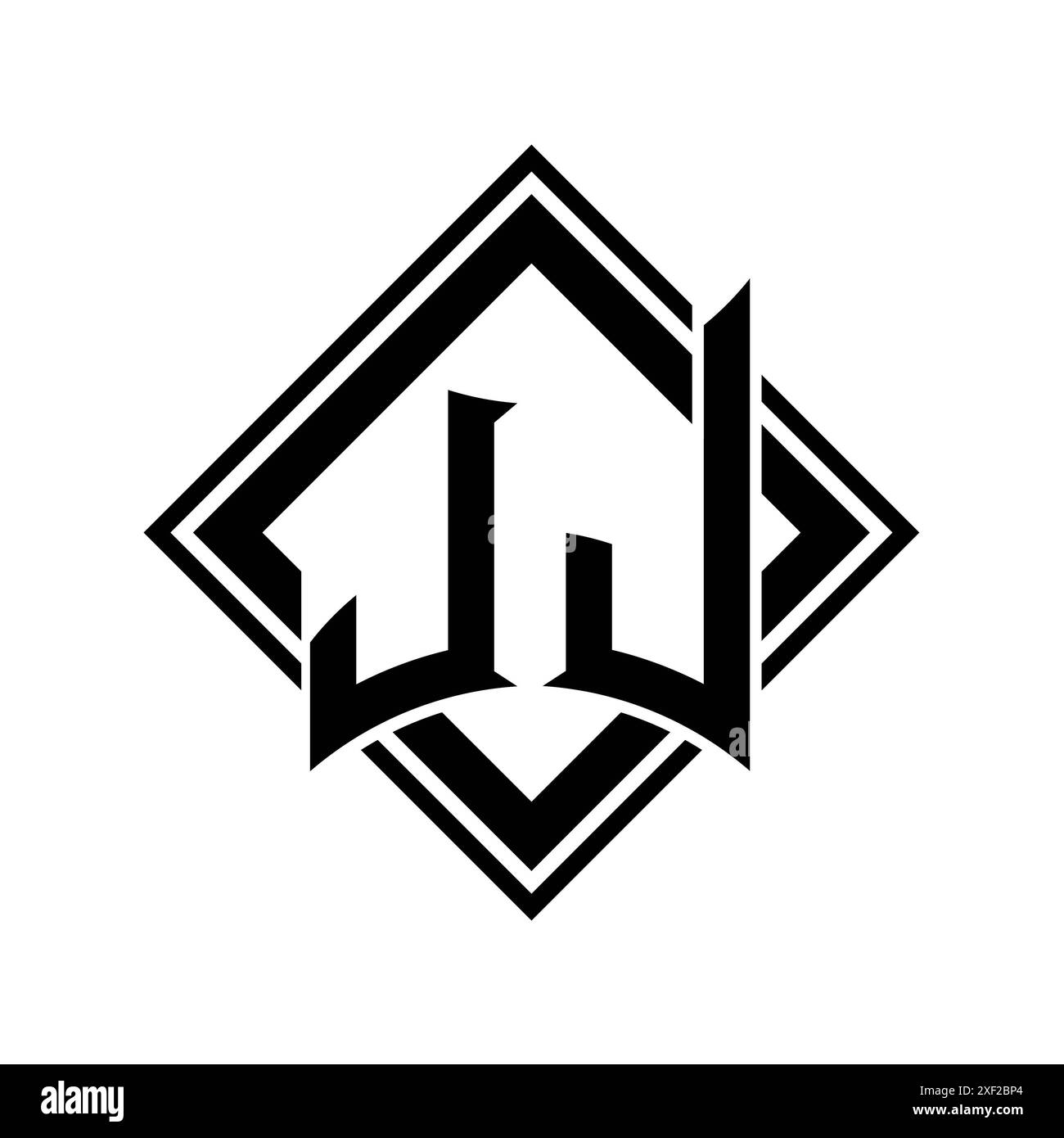 JJ Letter logo with abstract shield shape with square black outline on ...