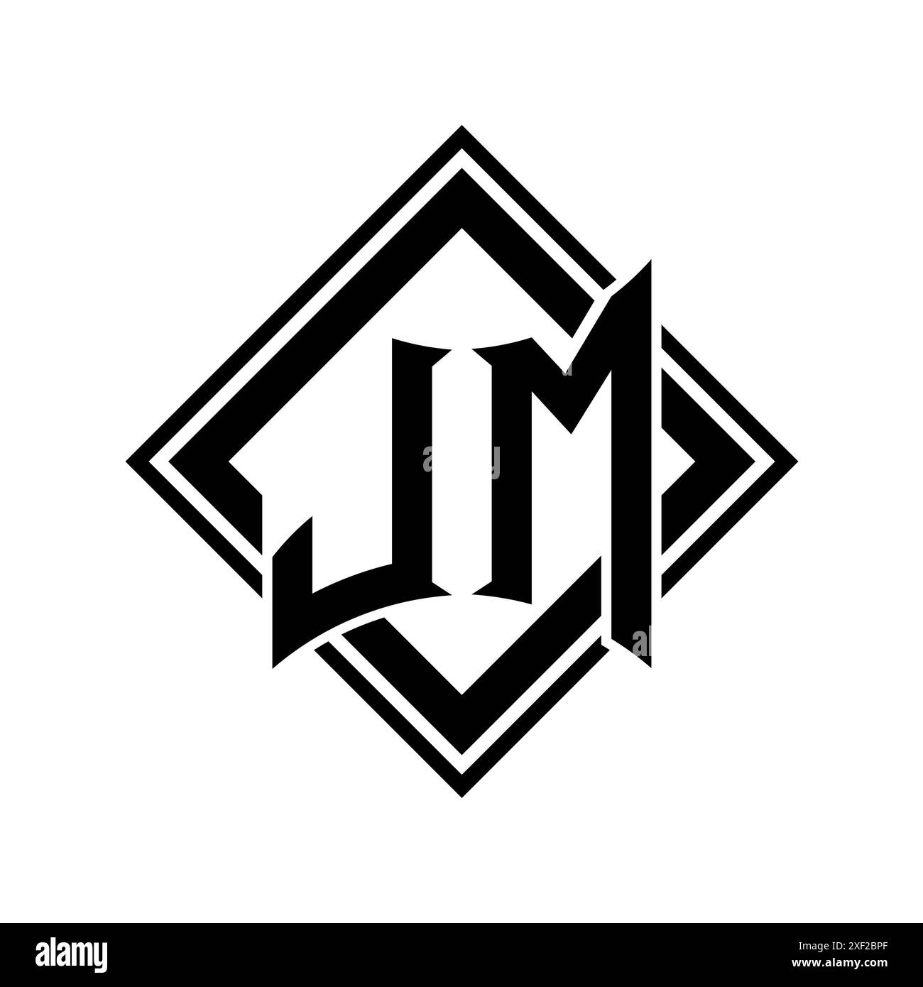JM Letter logo with abstract shield shape with square black outline on ...