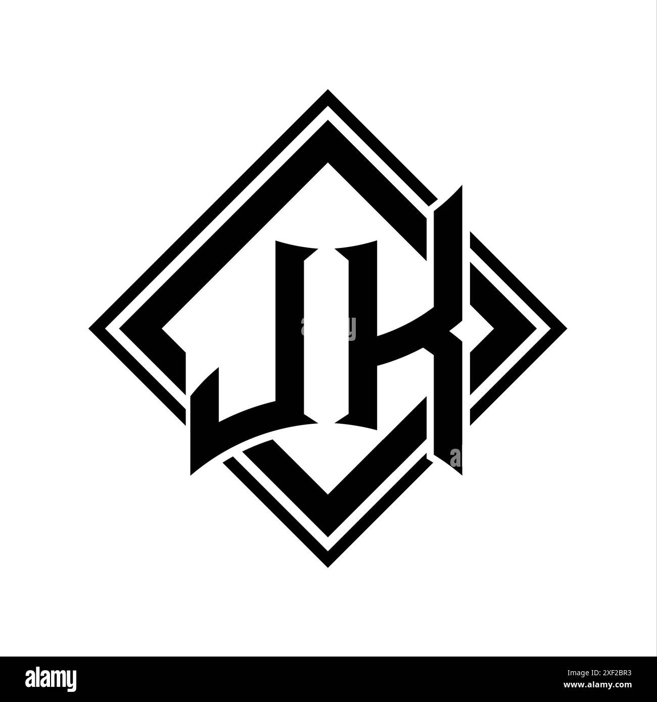 JK Letter logo with abstract shield shape with square black outline on ...
