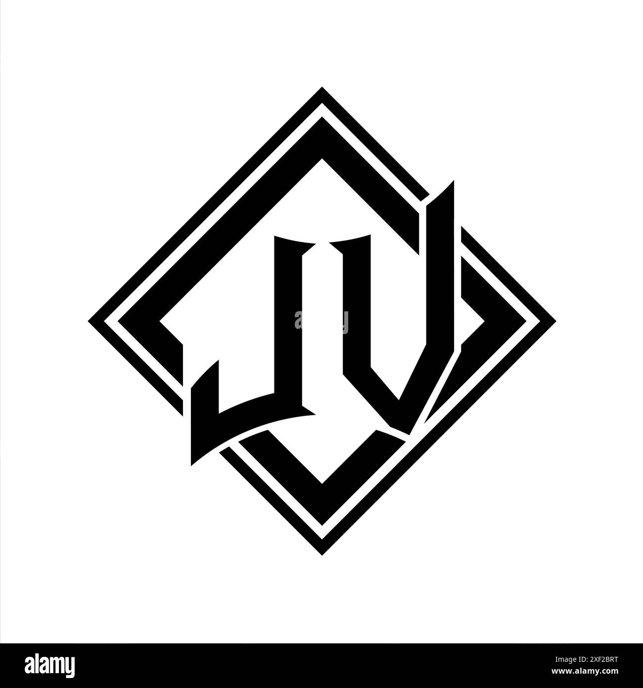 JV Letter logo with abstract shield shape with square black outline on ...