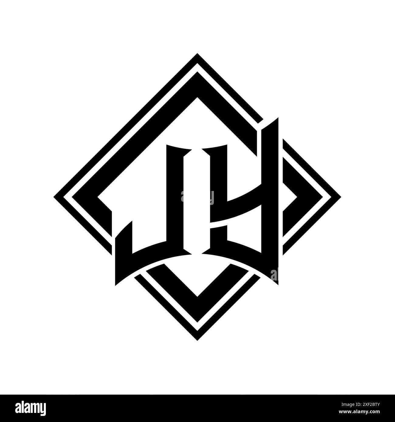 JY Letter logo with abstract shield shape with square black outline on ...