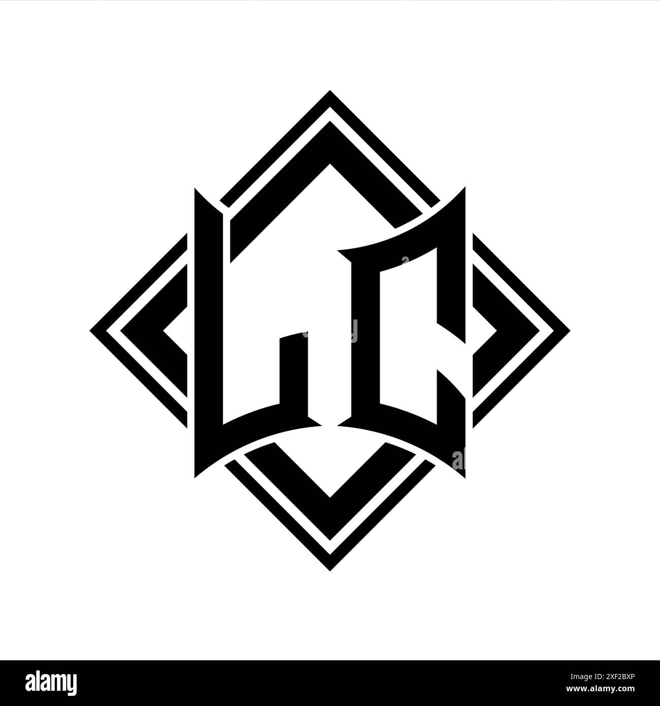 LC Letter logo with abstract shield shape with square black outline on ...