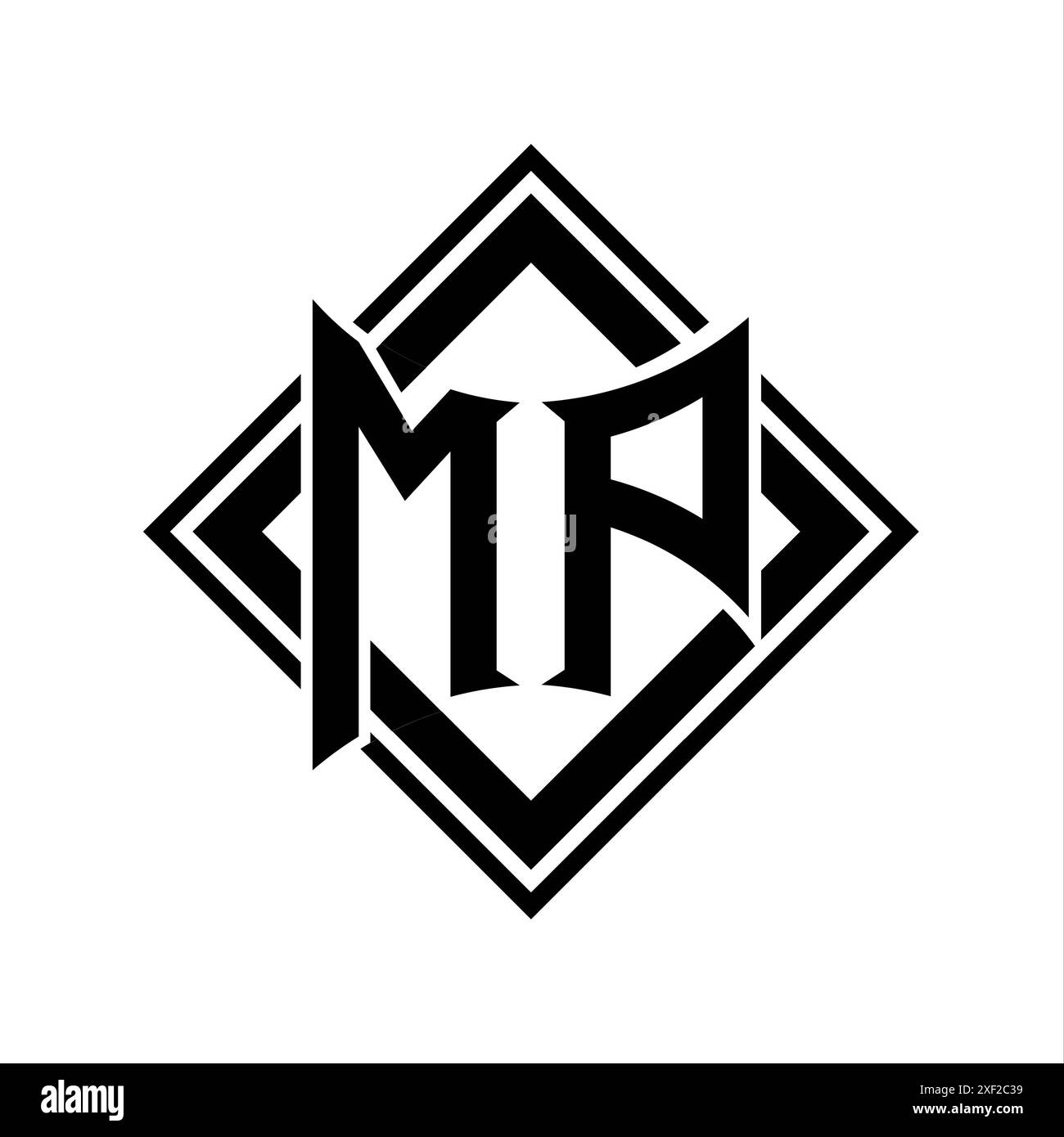 MP Letter logo with abstract shield shape with square black outline on ...
