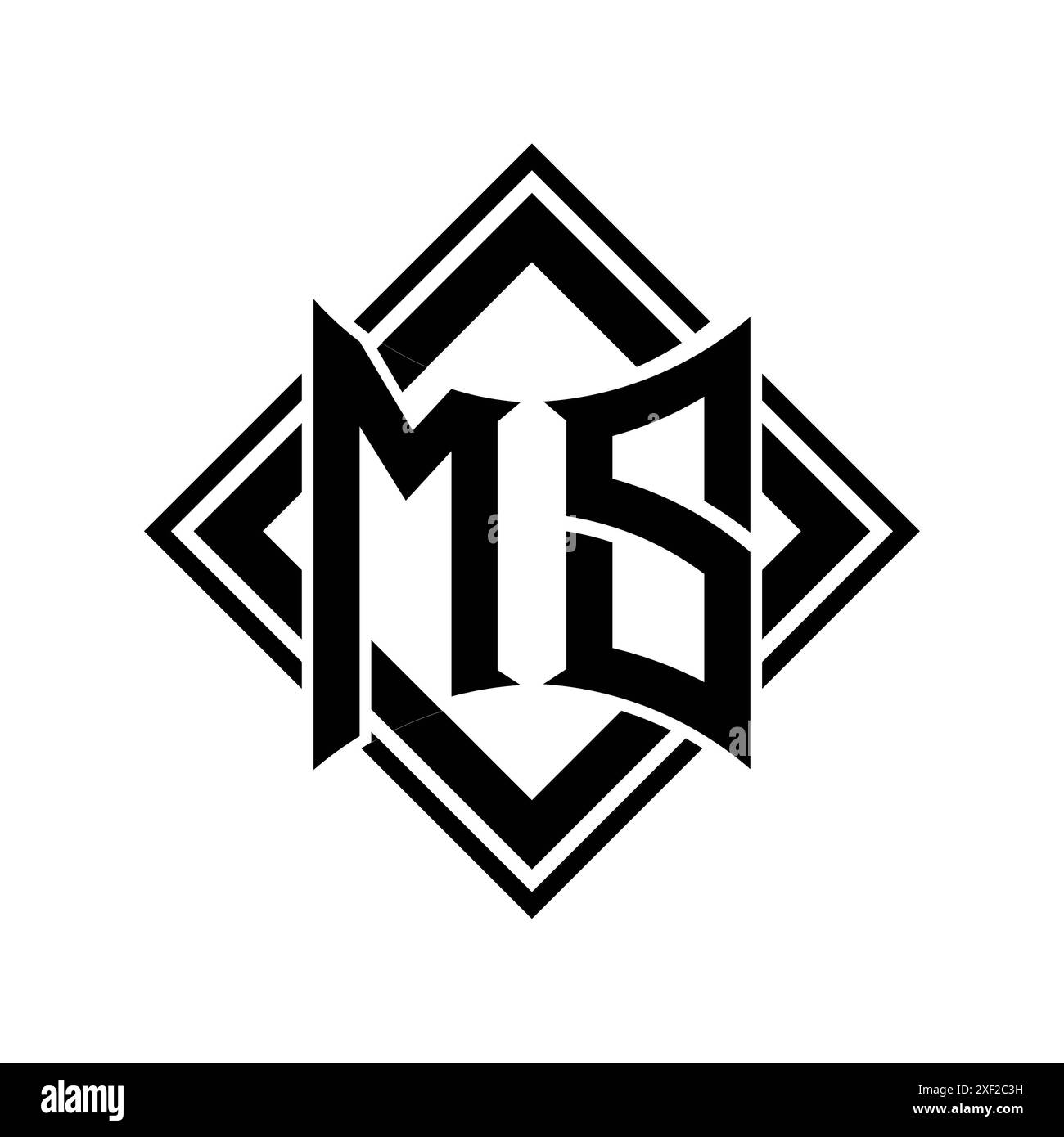MS Letter logo with abstract shield shape with square black outline on ...