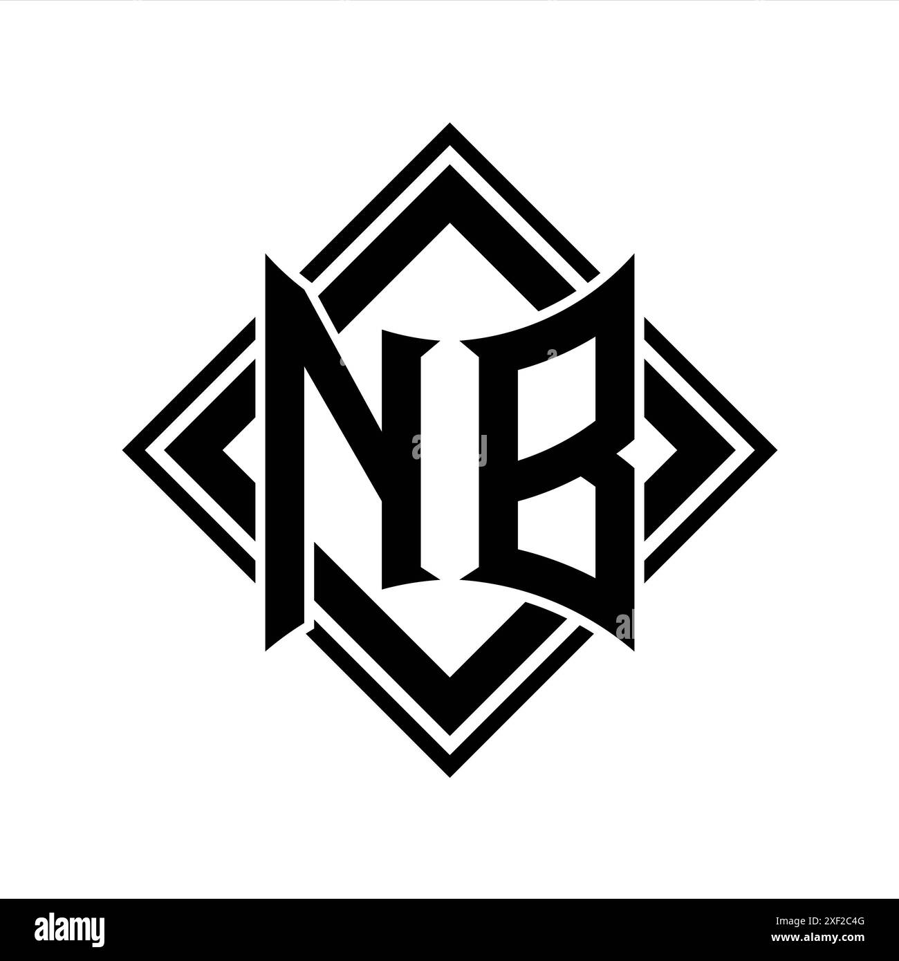 NB Letter logo with abstract shield shape with square black outline on ...