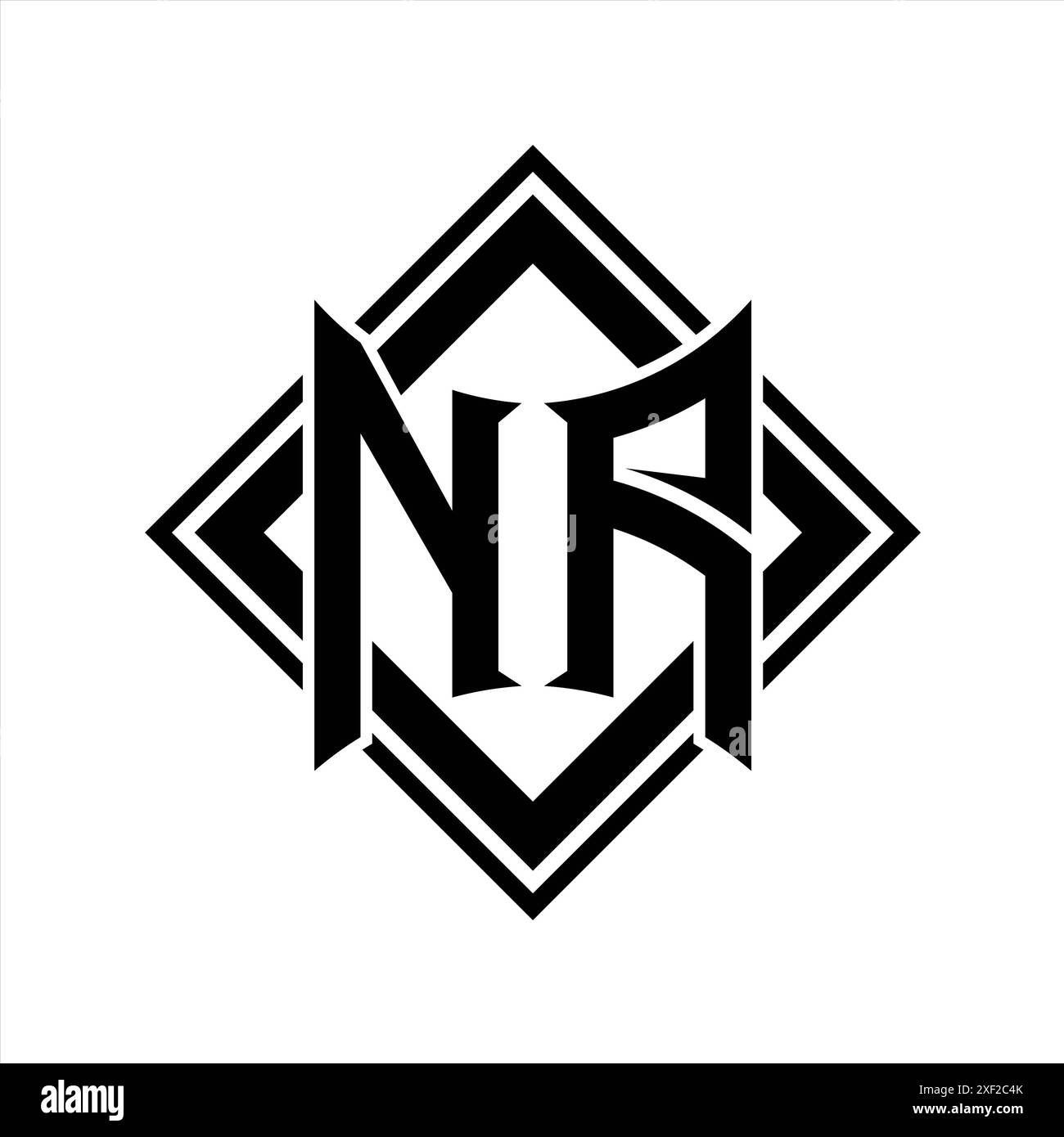 NA Letter logo with abstract shield shape with square black outline on ...