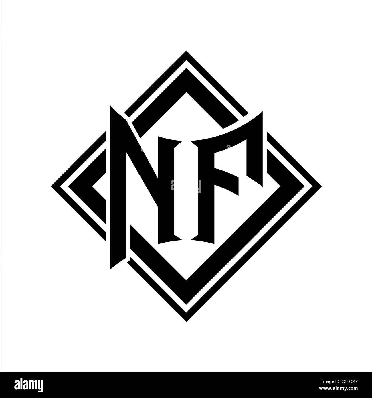 NF Letter logo with abstract shield shape with square black outline on ...