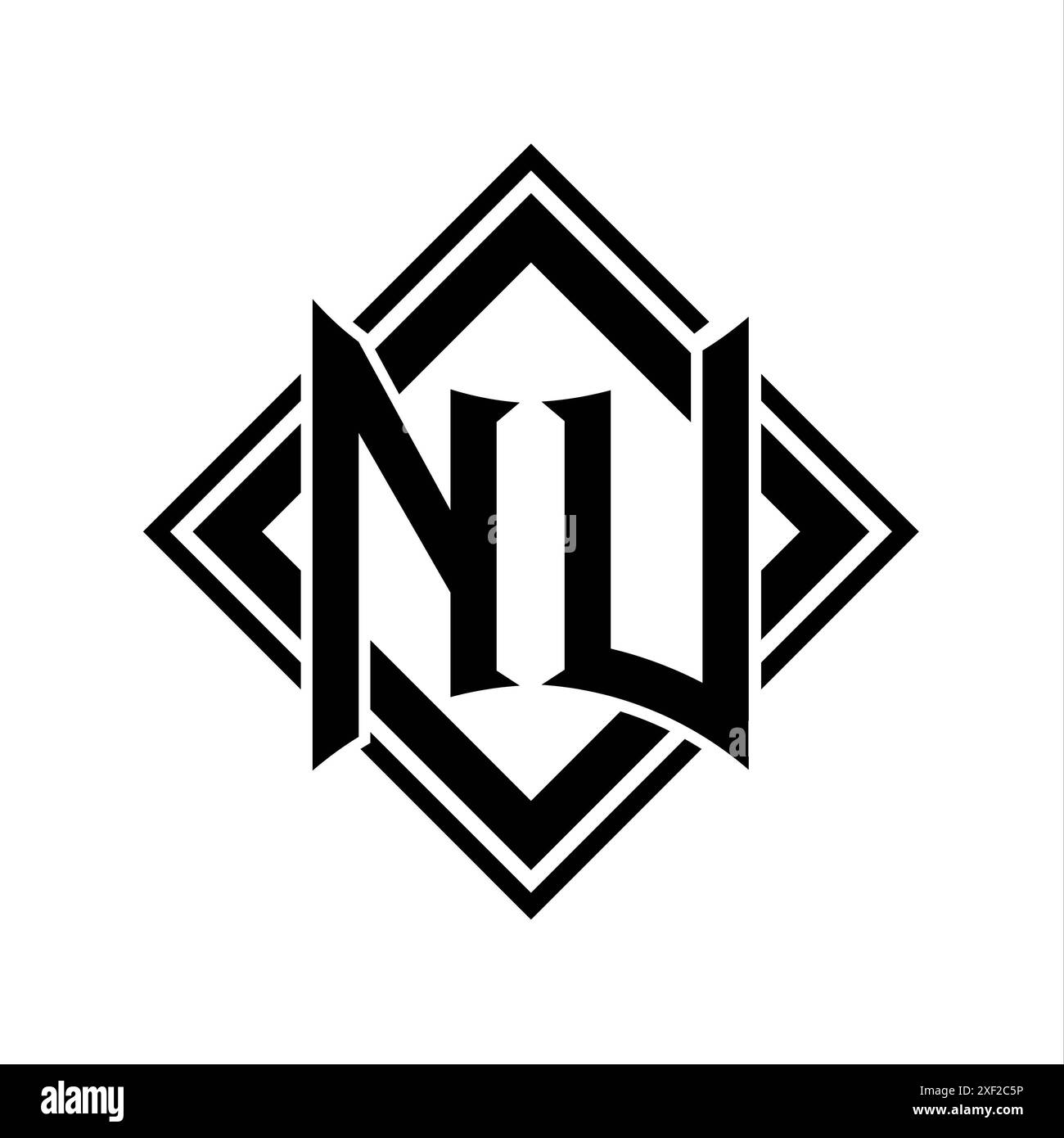 NU Letter logo with abstract shield shape with square black outline on ...