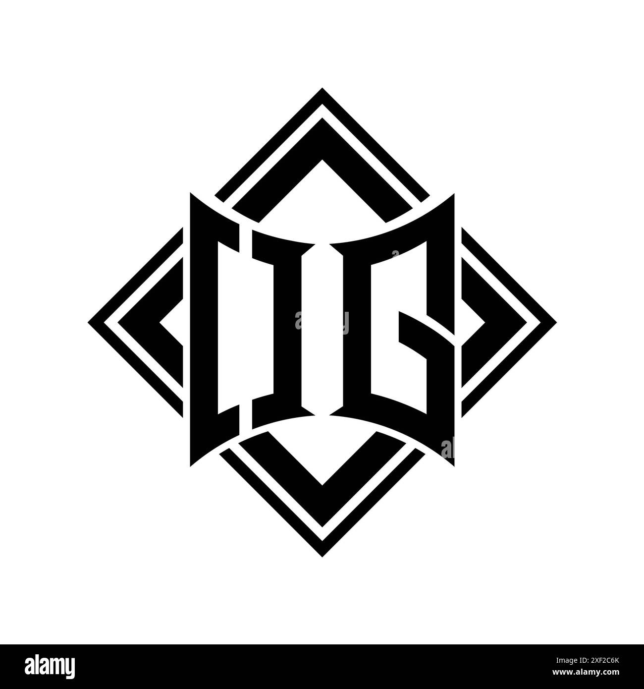 OG Letter logo with abstract shield shape with square black outline on ...