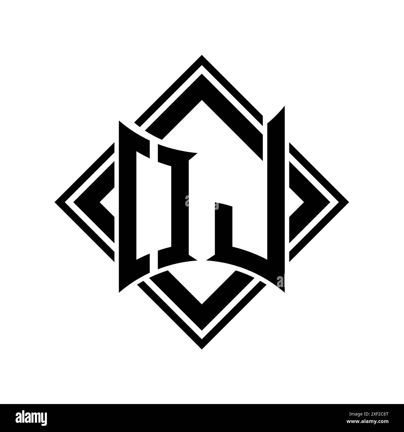 OJ Letter logo with abstract shield shape with square black outline on ...