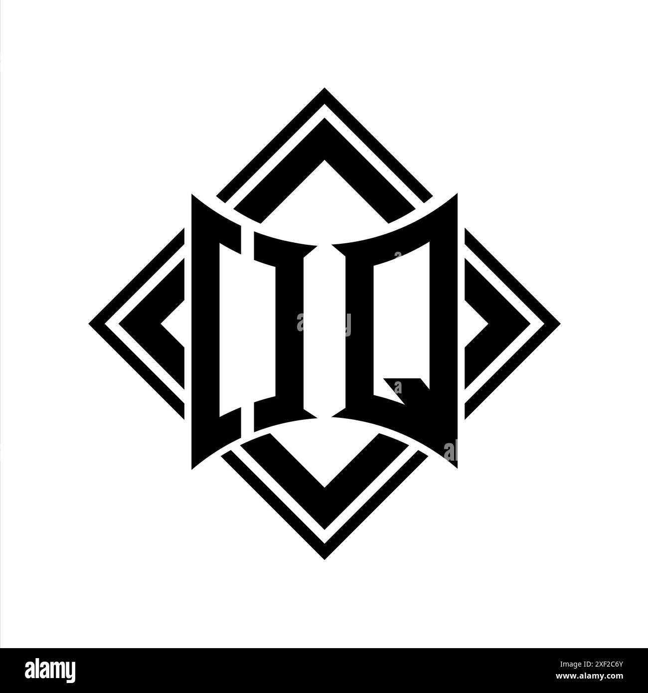 OQ Letter logo with abstract shield shape with square black outline on ...