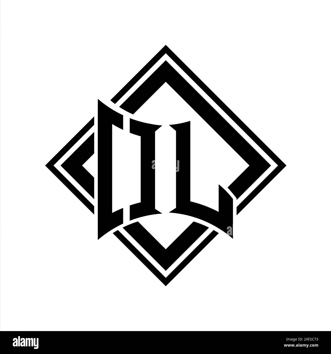 OL Letter logo with abstract shield shape with square black outline on ...