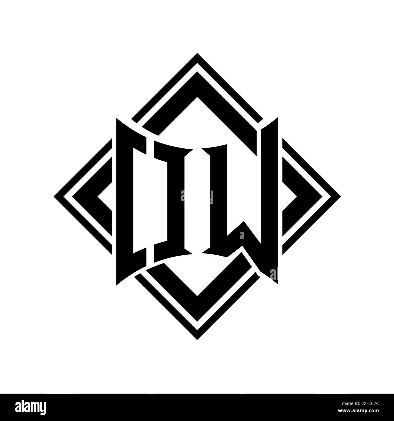 OW Letter logo with abstract shield shape with square black outline on ...